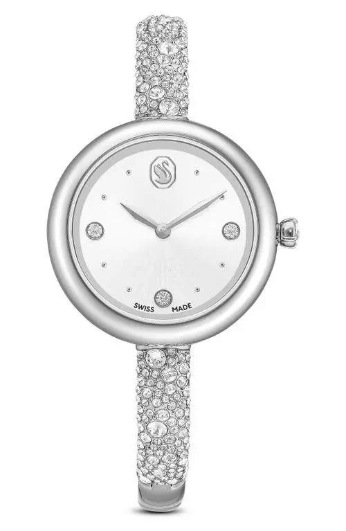 SWAROVSKI Crystal Pavé Bangle Bracelet Watch - Silver