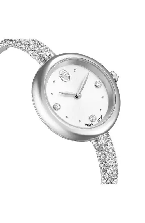 SWAROVSKI Crystal Pavé Bangle Bracelet Watch - Silver