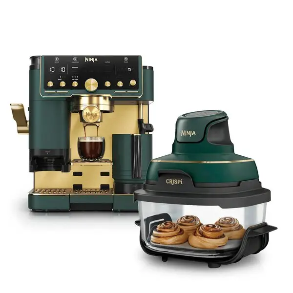 NINJA Luxe Cafe Pro 4-in-1 Espresso And Crispi 5-in-1 Bundle, Emerald And Gold - Emerald/gold