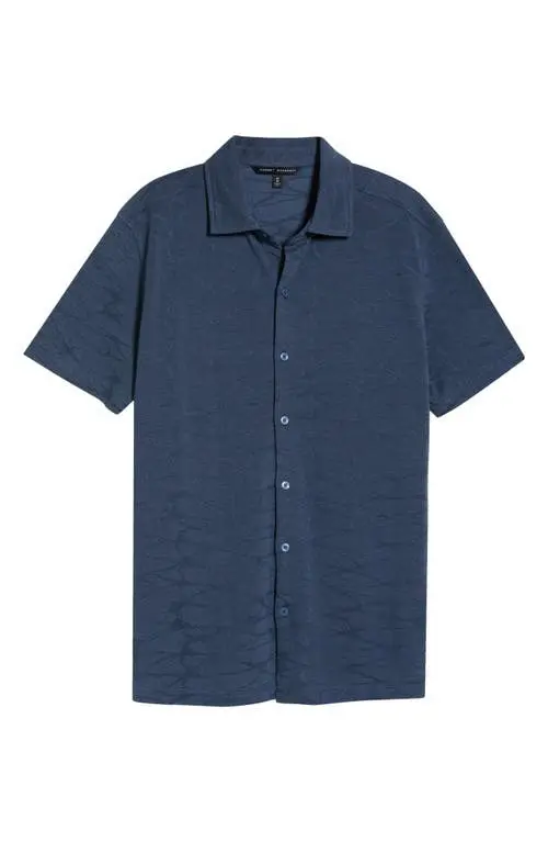 Robert Barakett Graham Short Sleeve Sleeve Knit Button-up Shirt - Dark Caspian