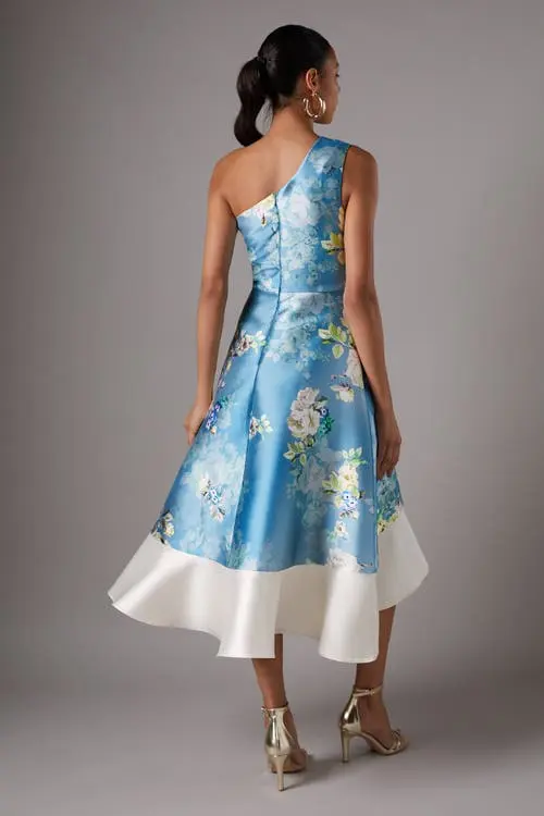 Coast One Shoulder Ruffle Floral Midi Dress