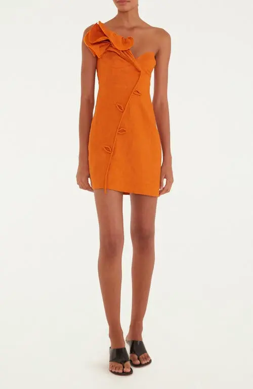 Farm Rio Flower Euroflax™ Premium Linen Minidress - Orange