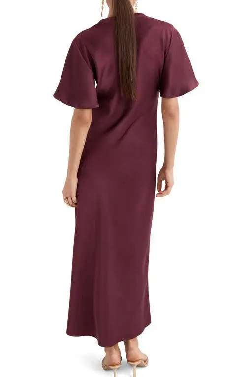 Mango Satin Draped Neck Maxi Dress