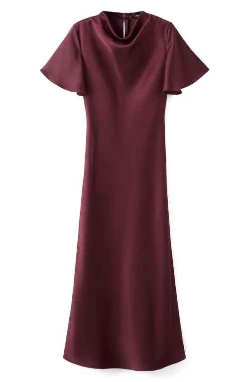 Mango Satin Draped Neck Maxi Dress