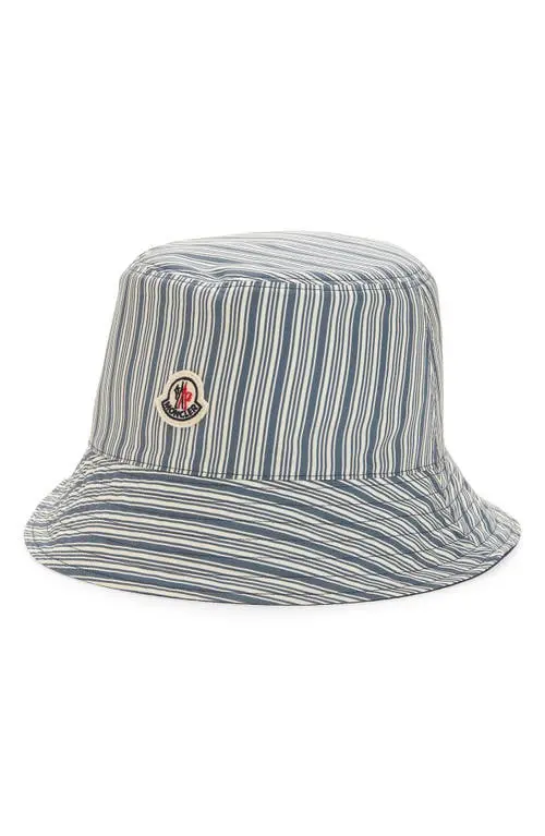 Moncler Logo Patch Reversible Bucket Hat - P77-blue Horizon