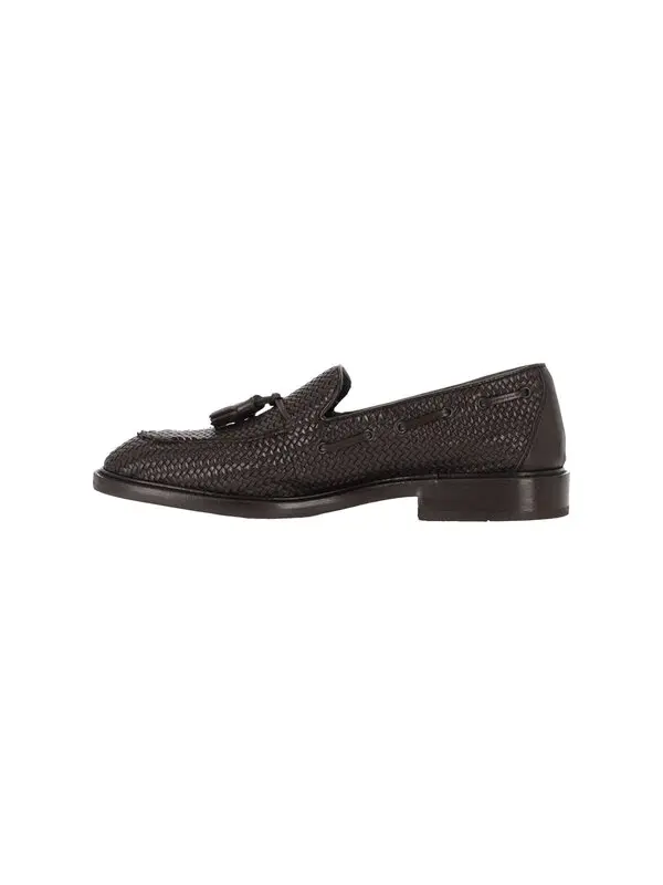 ALEXANDER HOTTO Woven Leather Loafers - Brown