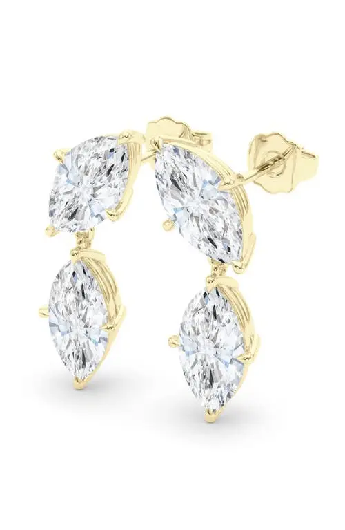 HAUTECARAT Lab Grown Diamond Twin Marquise Cut Drop Earrings - Yellow Gold