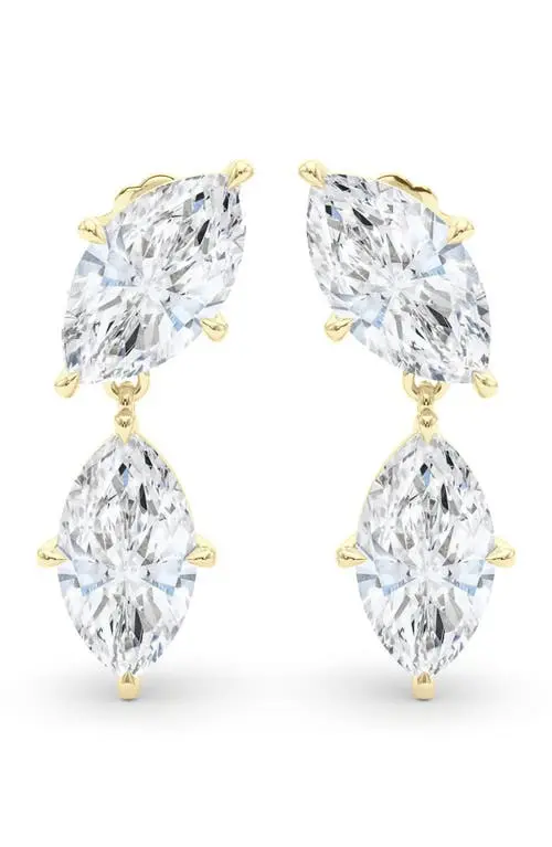 HAUTECARAT Lab Grown Diamond Twin Marquise Drop Earrings - Yellow Gold