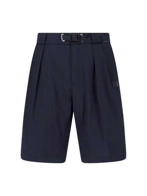 WHITE SAND Belted Linen Shorts - Blue