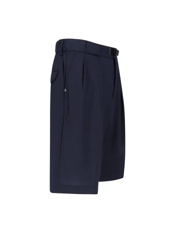 WHITE SAND Belted Linen Shorts - Blue