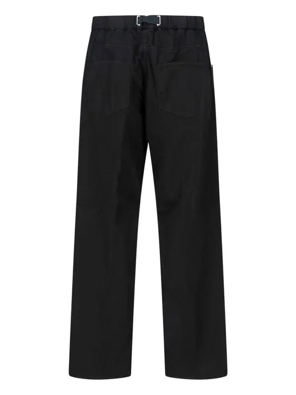 WHITE SAND Wide Leg Cotton Pants - Black