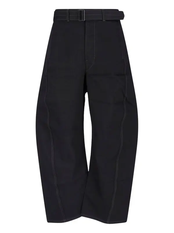 LEMAIRE Wide Cotton Pants - Black
