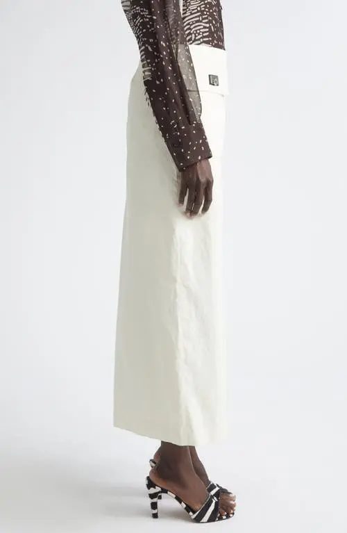 FERRAGAMO Hug Buckle Coated Linen Cargo Skirt - Mascarpone