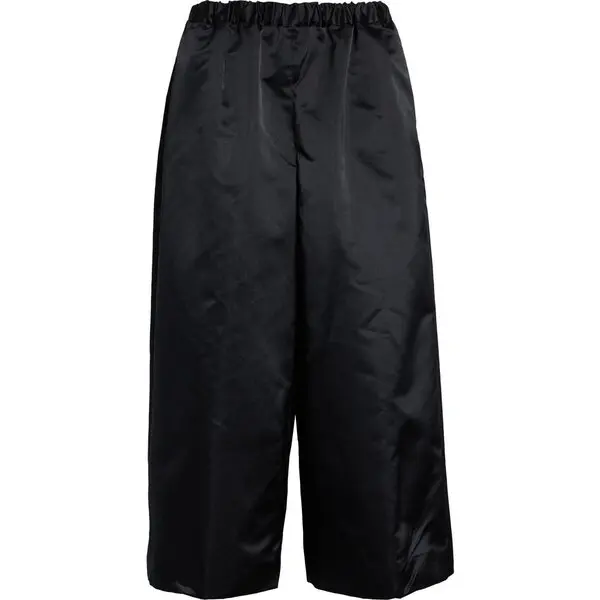 Comme Des Garçons Crop Satin Wide Leg Pants - Black
