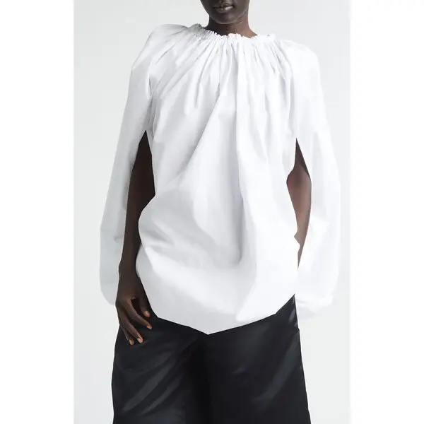 Comme Des Garçons Gathered Cotton Broadcloth Cocoon Top