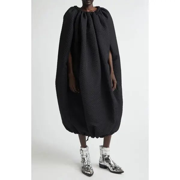 Comme Des Garçons Gathered Diamond Jacquard Cocoon Dress