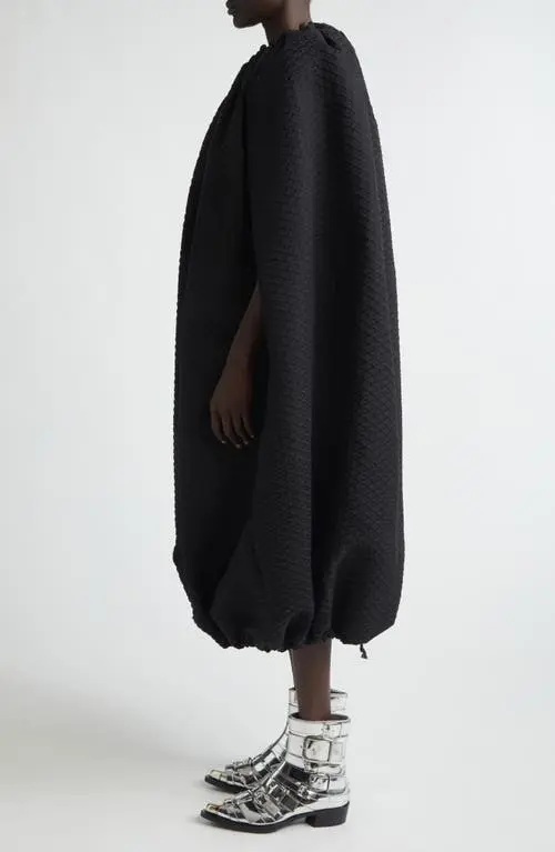 Comme Des Garçons Gathered Diamond Jacquard Cocoon Dress