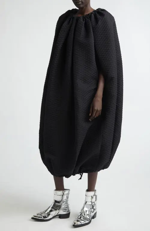 Comme Des Garçons Gathered Diamond Jacquard Cocoon Dress