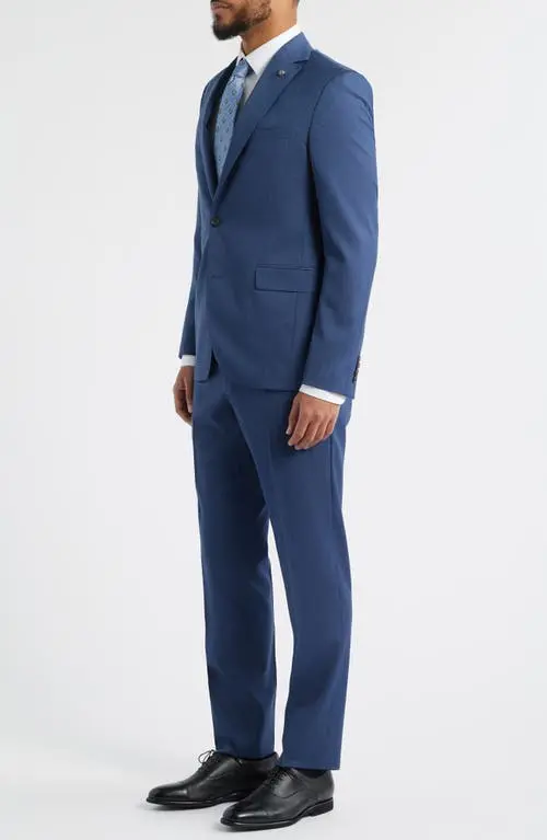 JACK VICTOR Medium Blue Wool Herringbone Suit