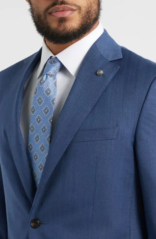 JACK VICTOR Medium Blue Wool Herringbone Suit