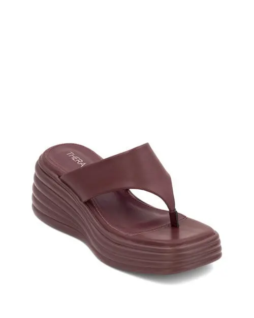 THERAPY AUSTRALIA Frame Square Toe Wedge Sandal - Bordeaux Smooth Pu