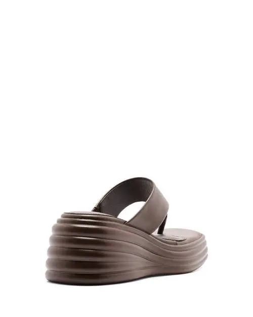 THERAPY AUSTRALIA Frame Square Toe Wedge Sandal - Chocolate Smooth Pu