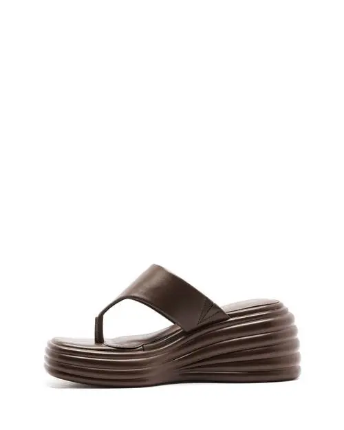 THERAPY AUSTRALIA Frame Square Toe Wedge Sandal - Chocolate Smooth Pu