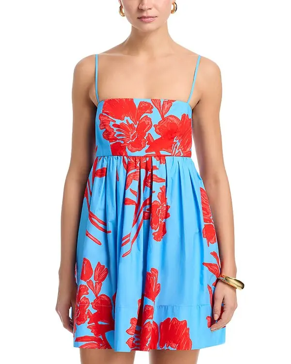 Cara Cara Floral Print Mini Dress - Floral Shadow Sky