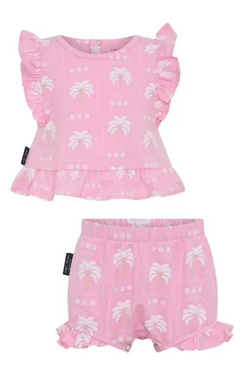 TINY TRIBE Palm Frill Top & Bloomers Set - Pink