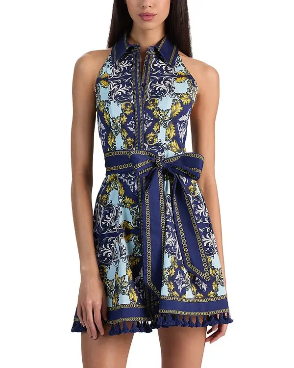 Alice + Olivia Lucy Sleeveless Mini Shirtdress - Antique Scroll