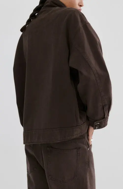 Mango Cotton Twill Jacket - Chocolate