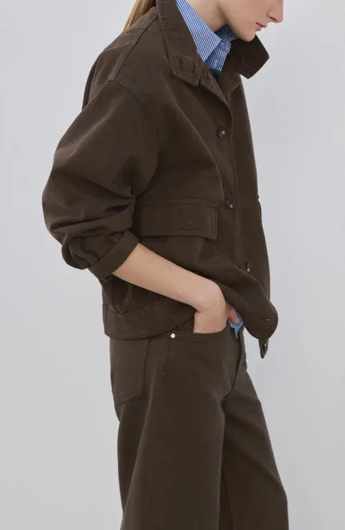 Mango Cotton Twill Jacket - Chocolate