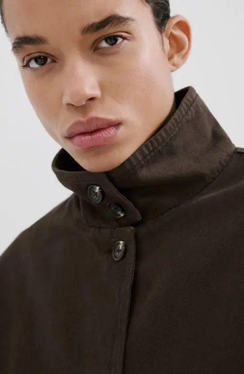Mango Cotton Twill Jacket - Chocolate