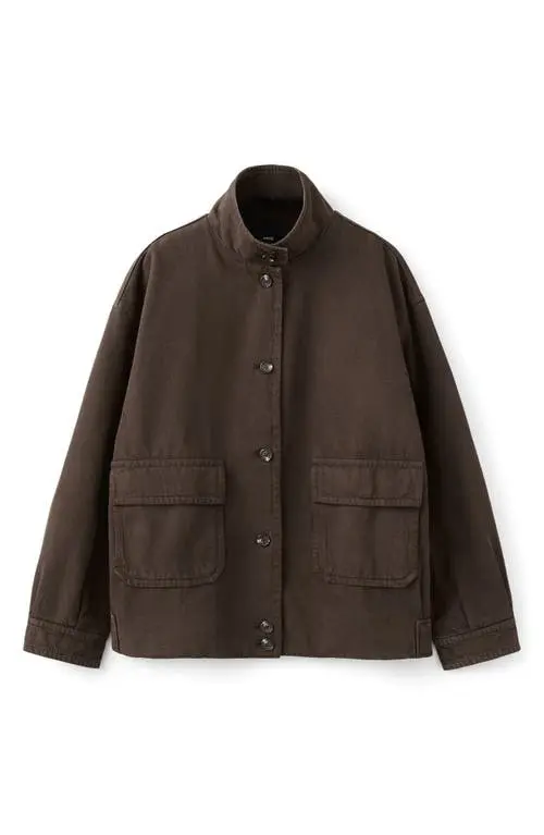 Mango Cotton Twill Jacket - Chocolate