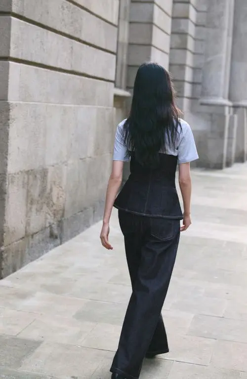 Mango Clemence Denim Bustier Top