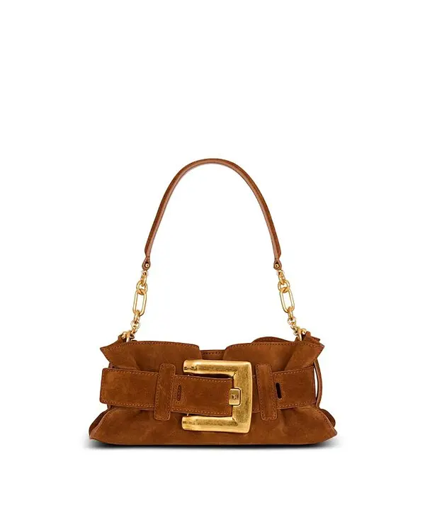 Balmain Anthem Mini Suede Leather Bag - Brown