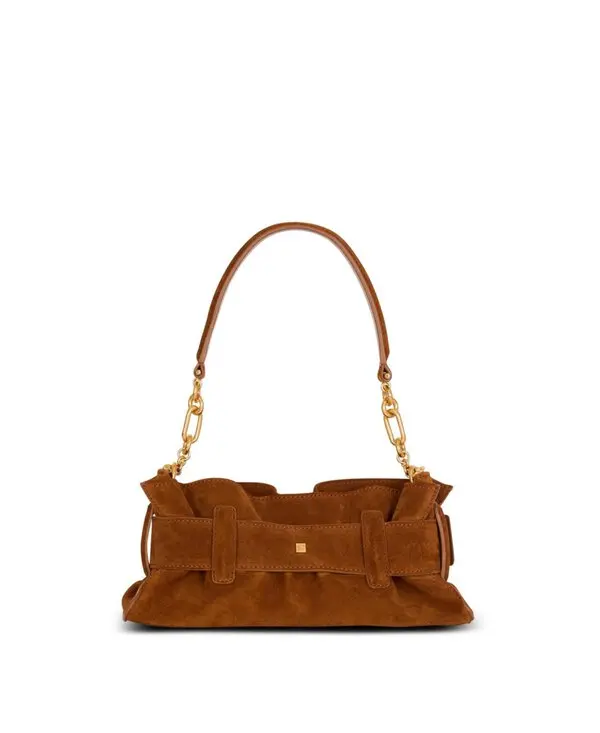 Balmain Anthem Mini Suede Leather Bag - Brown