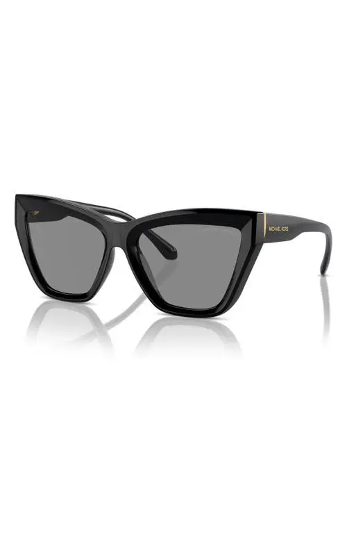 Michael Kors Dubai 57mm Cat Eye Sunglasses - Black/dark Grey Solid
