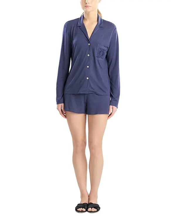 Natori Long Sleeve Boxer Pajama Set - Night Blue