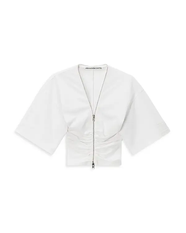 Alexander Wang Gathered Zippered Top - White