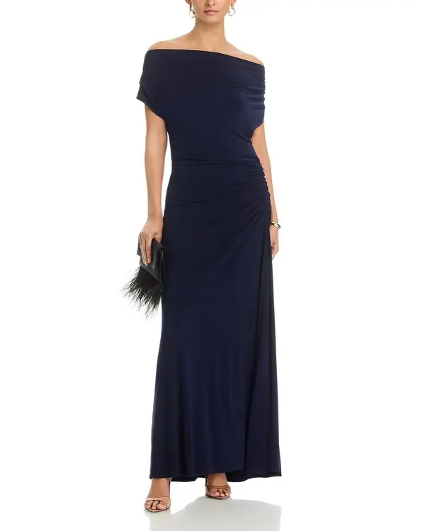 Aqua Ruched Dress - Navy