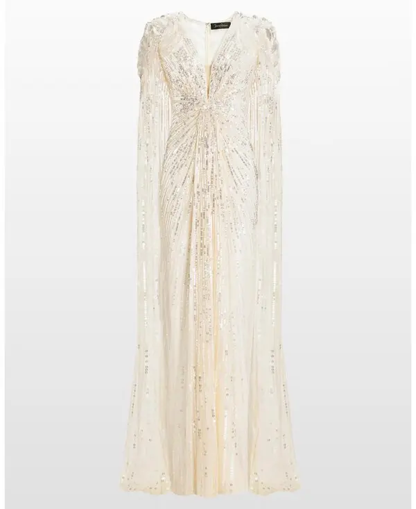 Jenny Packham Sequin-embellished Maxi Dress - Vanilla