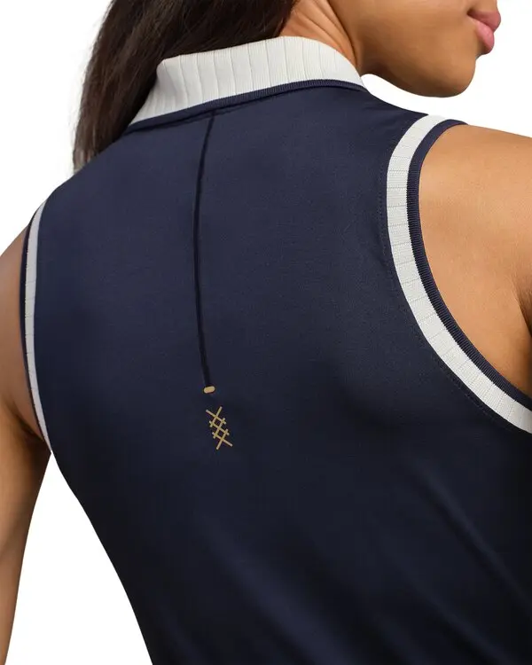 RHONE Sleeveless Zip Polo Shirt - Navy Blue