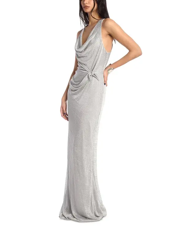 KATE BARTON Knit Gathered Cowl Neck Dress