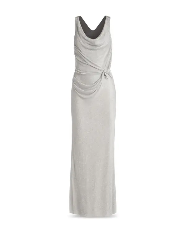 KATE BARTON Knit Gathered Cowl Neck Dress