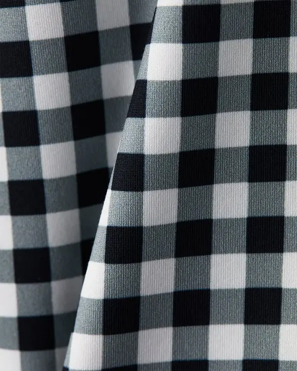RHONE Sleeveless Collared Polo Shirt - Black Gingham