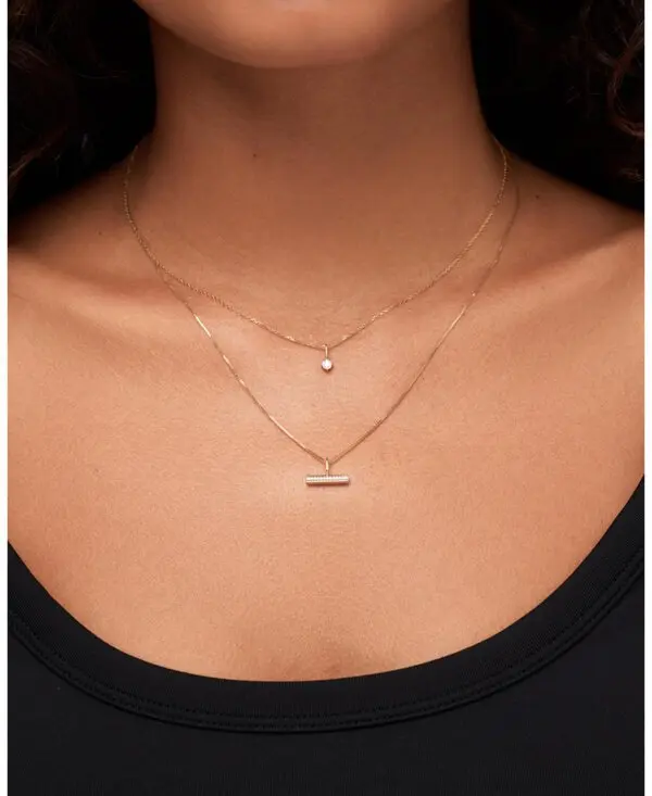 ANA LUISA Solid Yellow Gold Lab-grown Diamond Toggle Charm Necklace - Gold/diamond