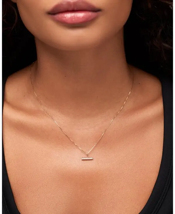 ANA LUISA Solid Yellow Gold Lab-grown Diamond Toggle Charm Necklace - Gold/diamond