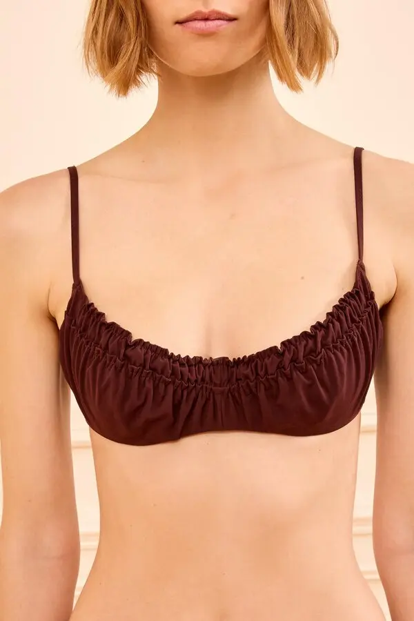 Ulla Johnson Jaya Ruched Bikini Top - Urchin