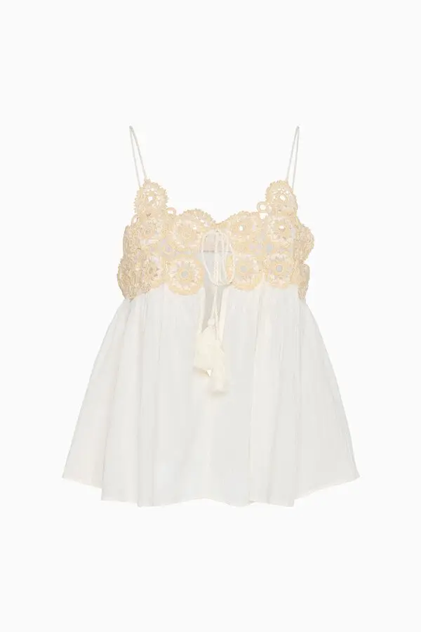 Ulla Johnson Alessia Coverup Top With Crochet Detail